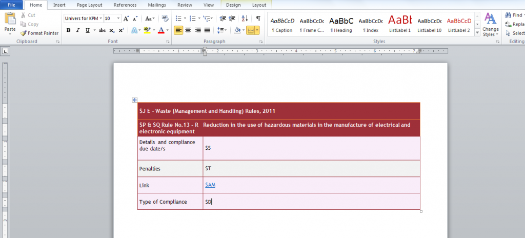 Word Table for each row in Excel using word template – iGlowSoft